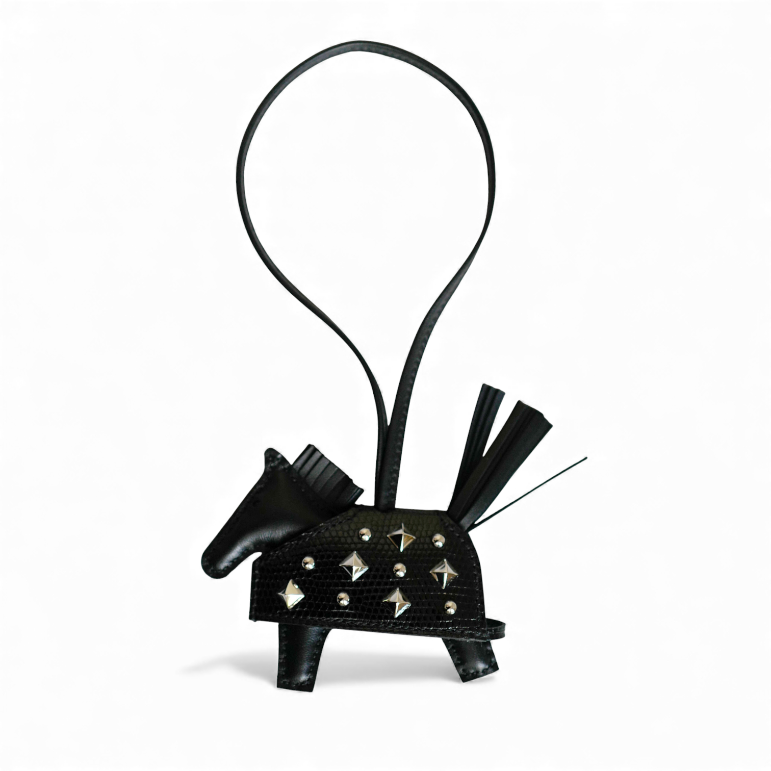 Hermès Rodeo PM Rock Charm Robeo Noir Lizard & Milo Lambskin with Pall