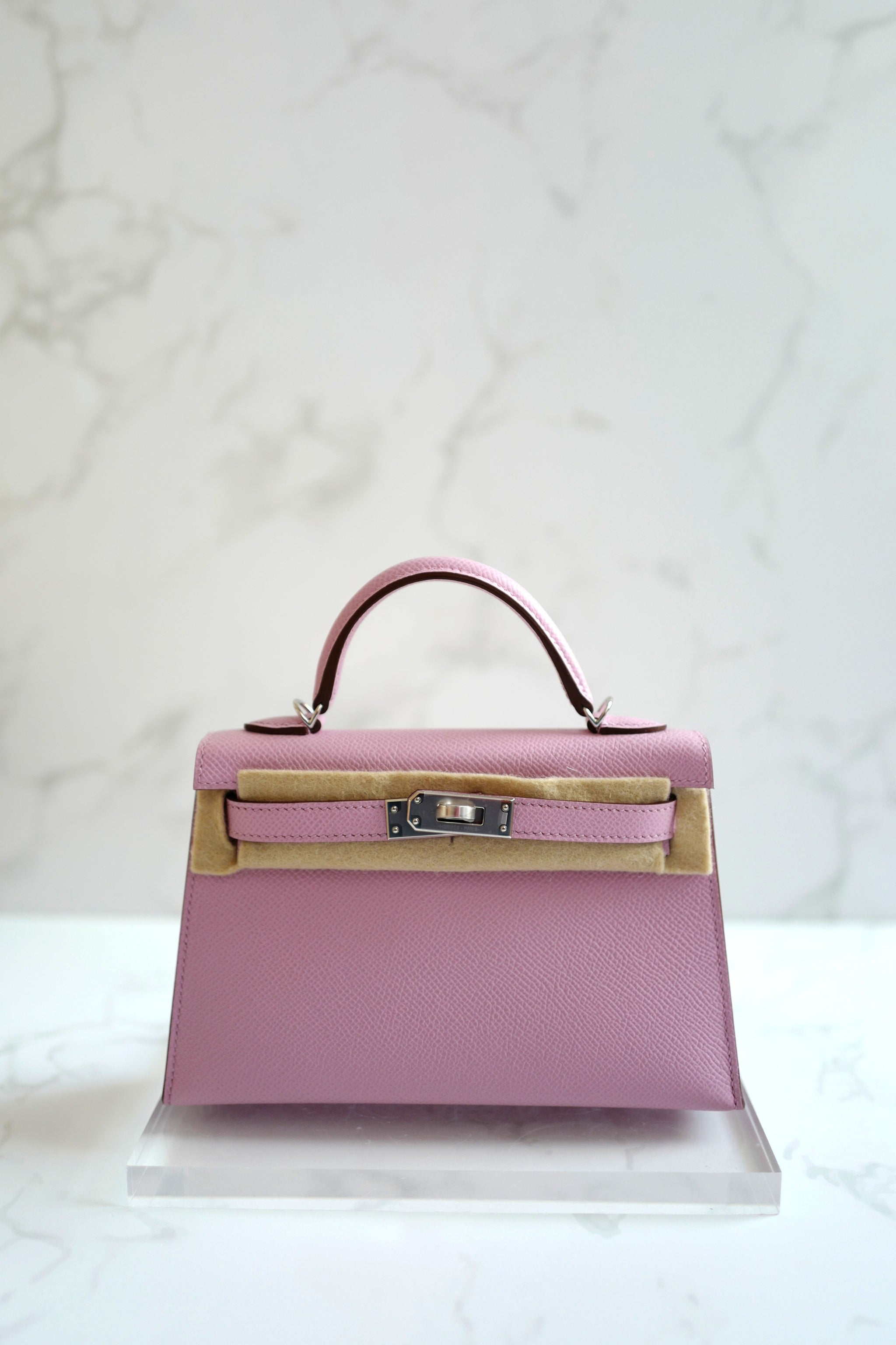 Hermes Mini Kelly Mauve Sylvester PHW U Complete With Original Receipt