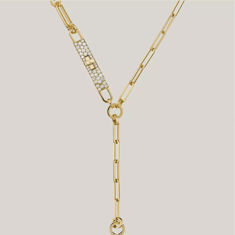BNIB Hermes Kelly chaine necklace gold with diamonds DIA YG-18k Over